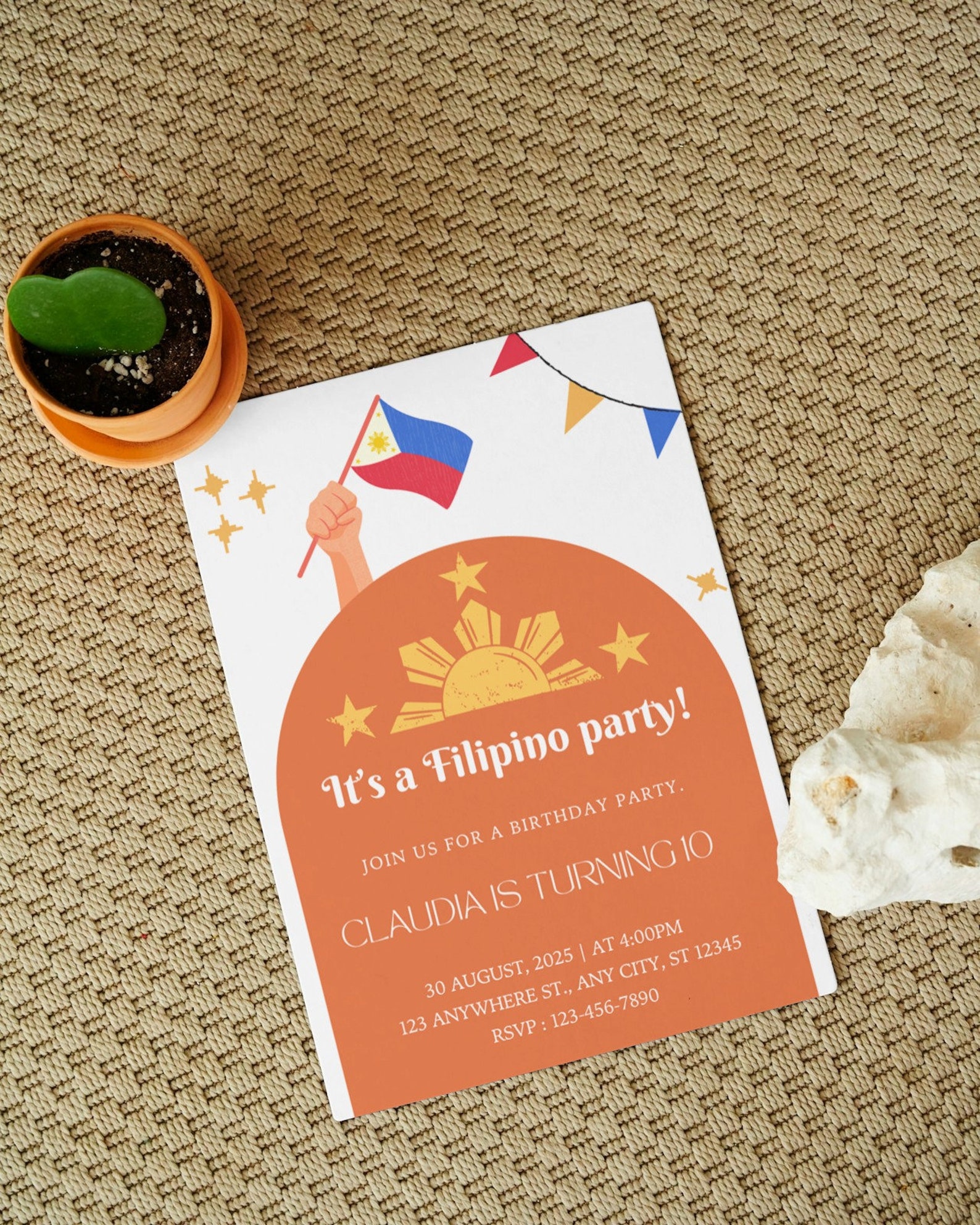 Modern Filipino Birthday Invitation | Filipino Dinner | Aesthetic ...