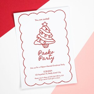 Hand Drawn Pasko Party Filipino Christmas Invitation, Paskong Pinoy ...