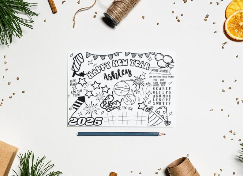 2025 New Years Coloring Page, New Year Coloring Page, New Year ...