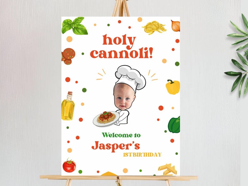 Italian Milestone Board Spaghetti Meatball Themed Birthday Party Italy ...