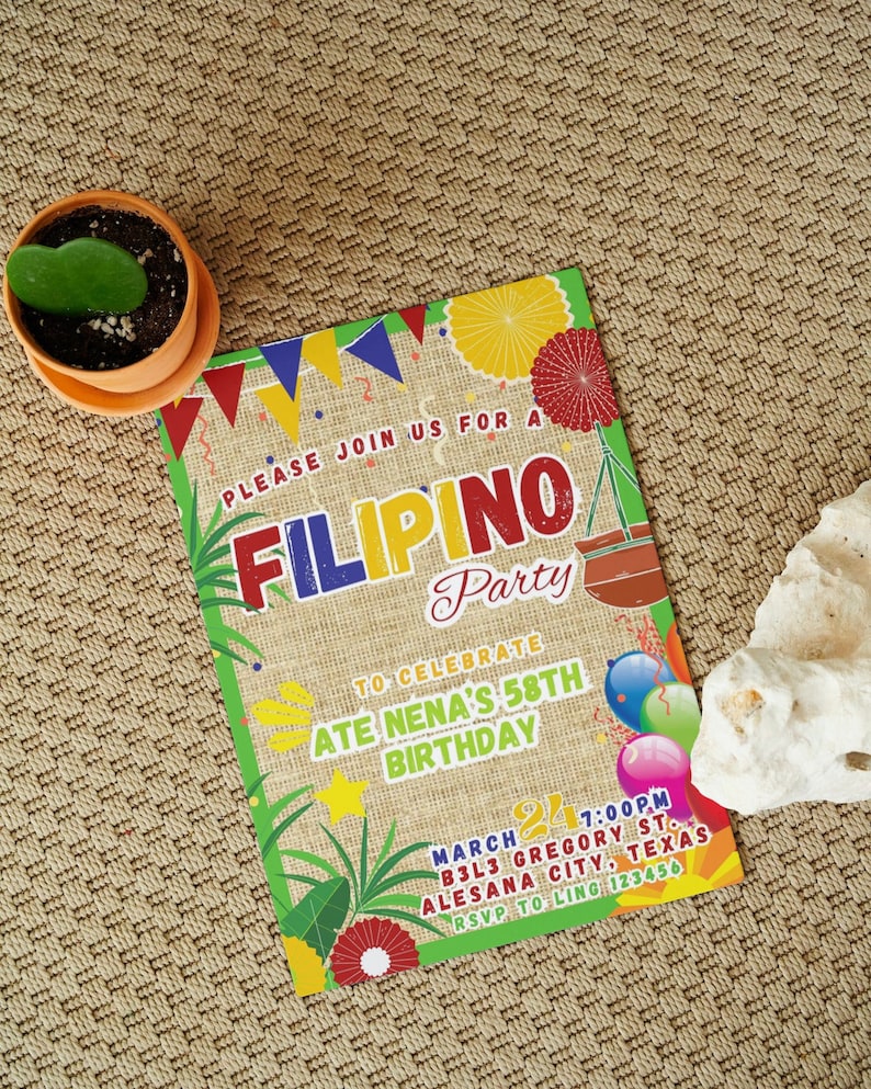 Editable Filipino Party Fiesta Theme Birthday Invitation, Filipino ...