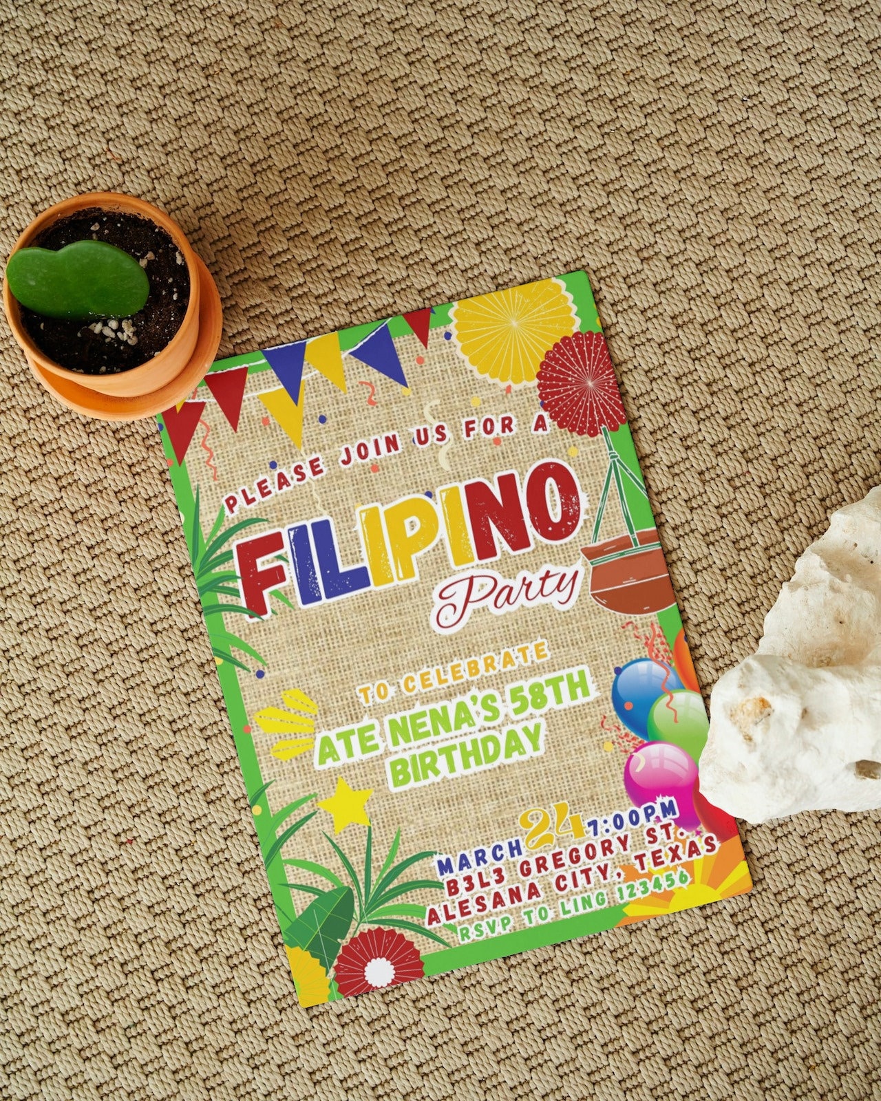 Editable Filipino Party Fiesta Theme Birthday Invitation, Filipino ...