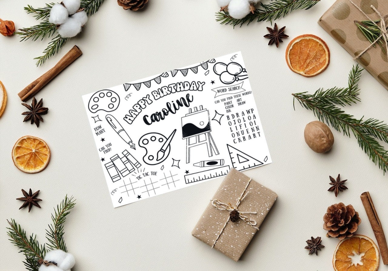 Art Party Birthday Printable Coloring Page Art Party Favor Art Party ...