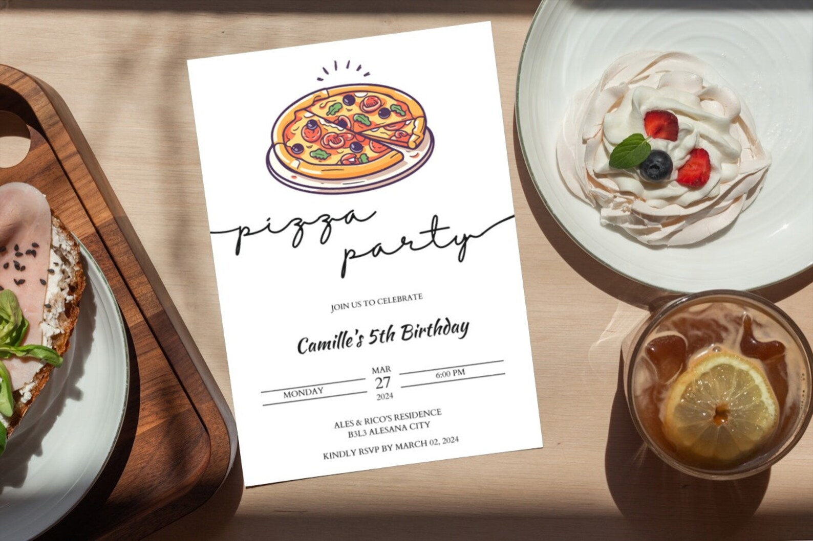 PIZZA PARTY INVITE Template, Dinner Party Invitation, Birthday Party ...