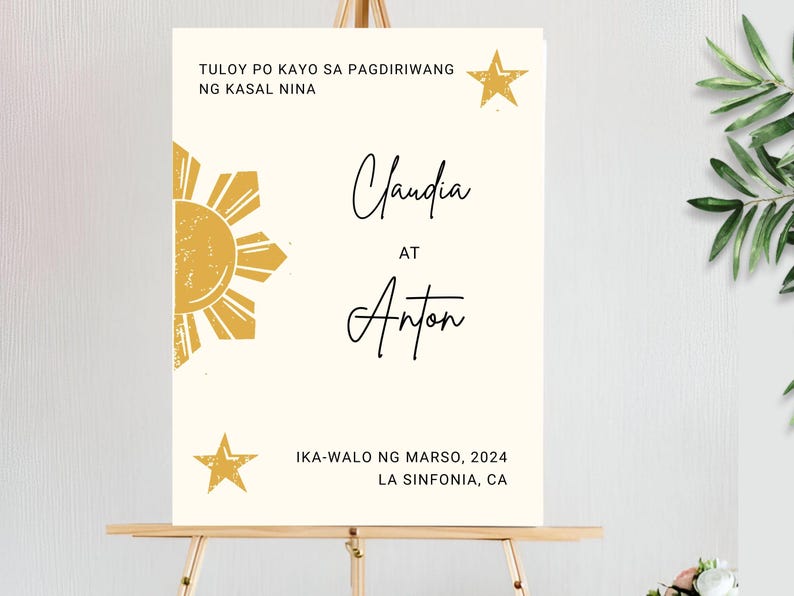 Filipino Wedding Philippines Sun Wedding Welcome Sign, Listahan Ng ...