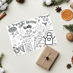 Kids Pizza Party Placemat Activity & Coloring Sheet | Printable Kids ...