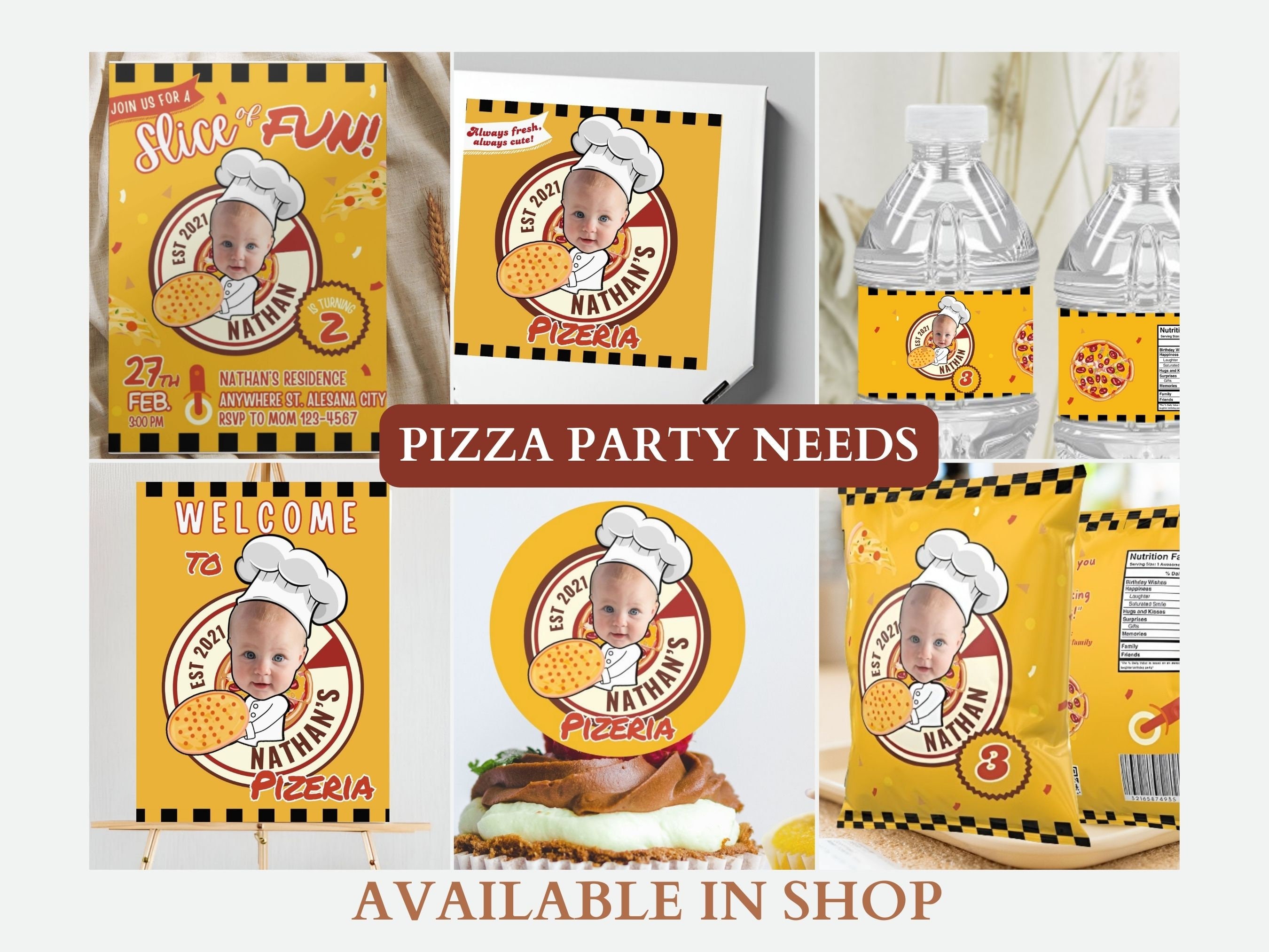 Pizza Box Custom Printable With Photo Pizza Party Decoration Pizza Chef ...