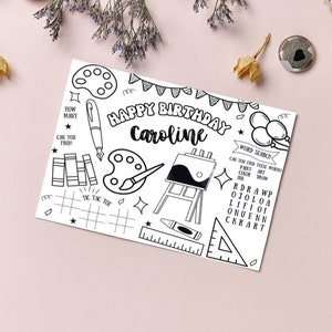 Art Party Birthday Printable Coloring Page Art Party Favor Art Party ...