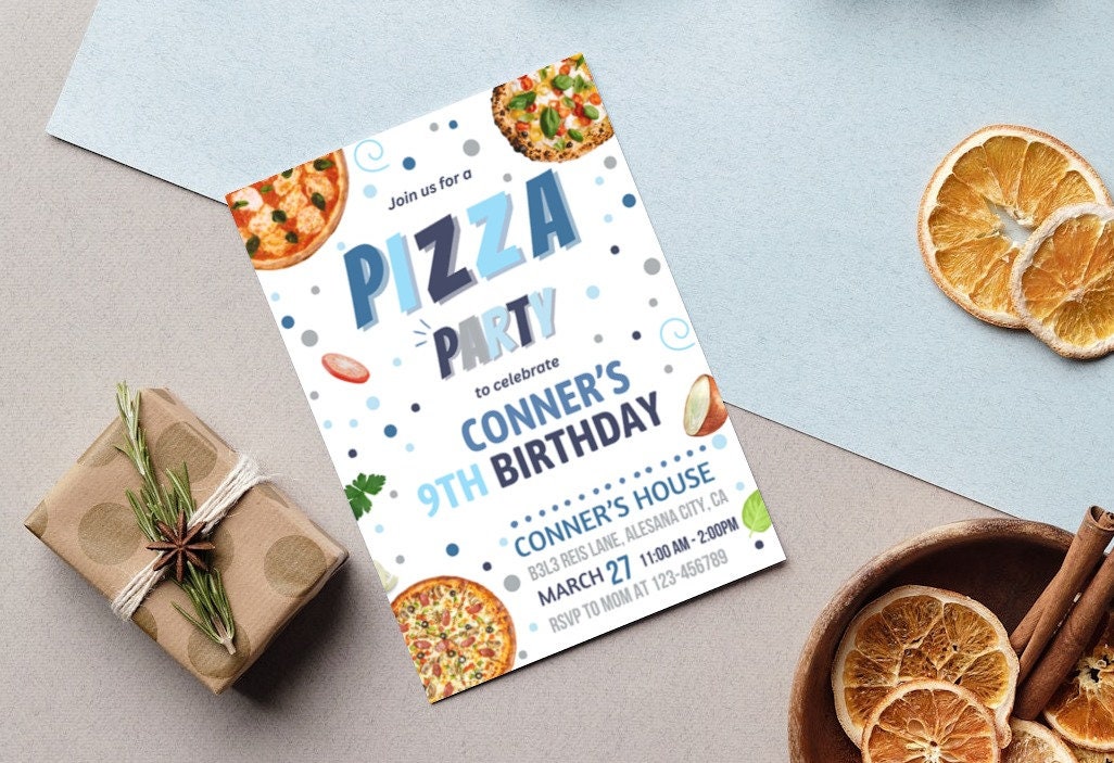 Editable Pizza Party Invitation, Pizza Birthday Party Invite, Pizza ...