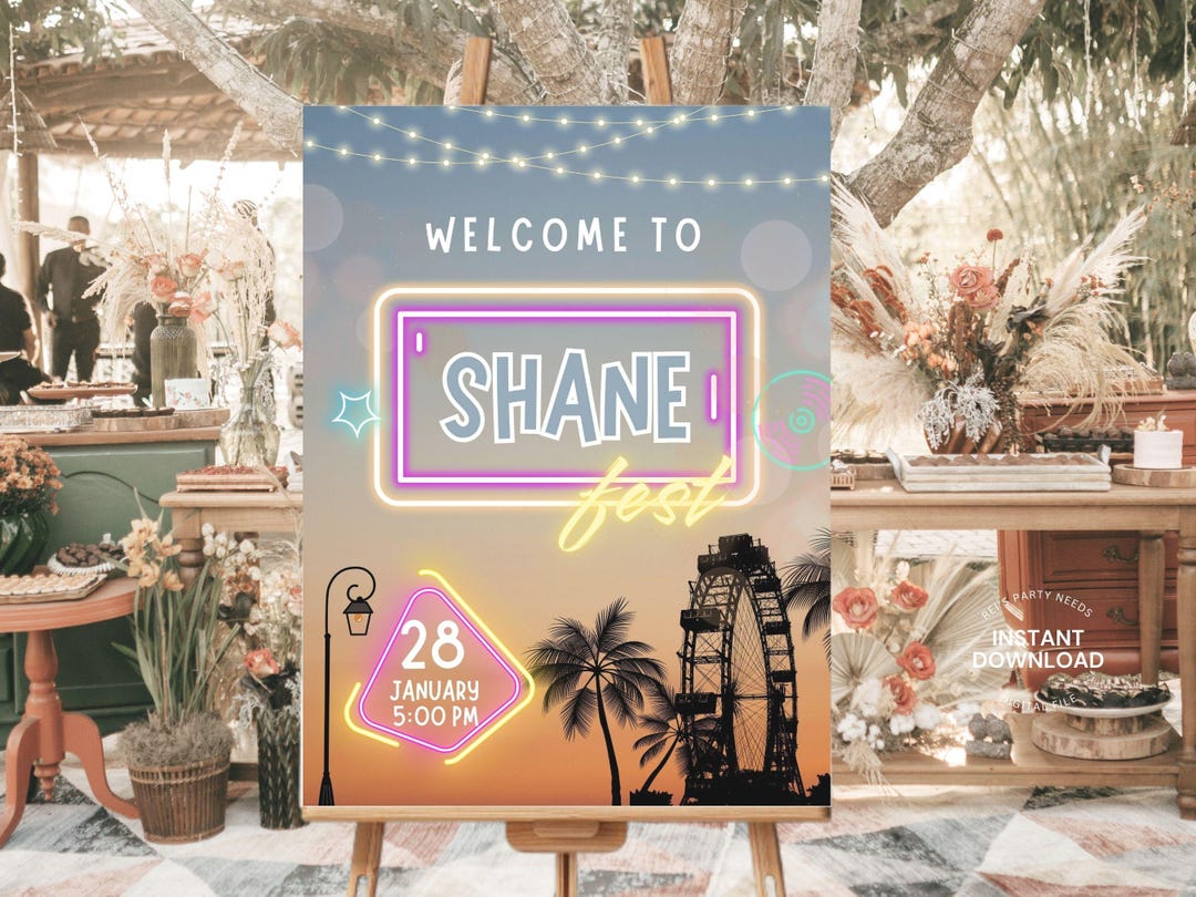 Music Festival Birthday Welcome Sign, Digital File, Welcome Sign ...