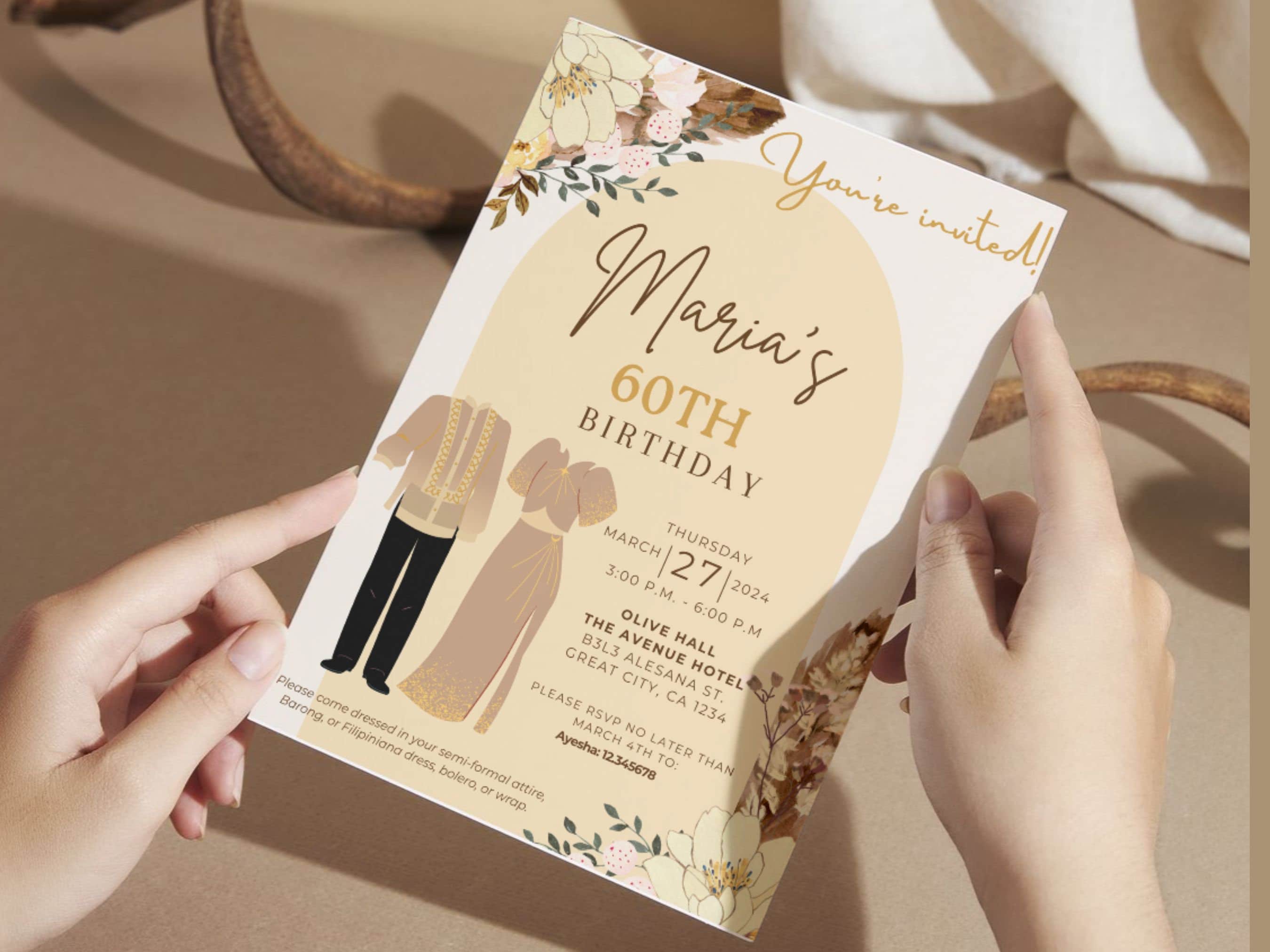 Modern Filipiniana Birthday Invitation Template Filipino Party - Etsy
