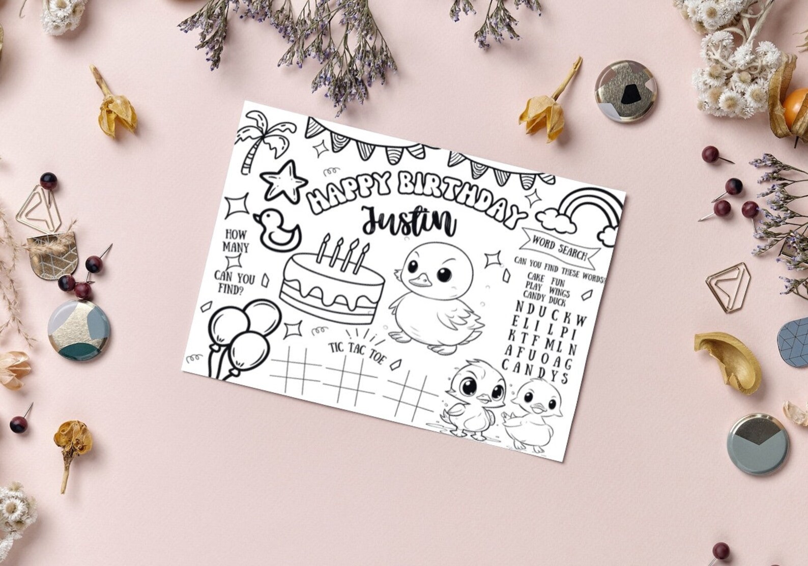 Duck Birthday Party Activity Sheet | Little Duckling Party Favor | Duck ...
