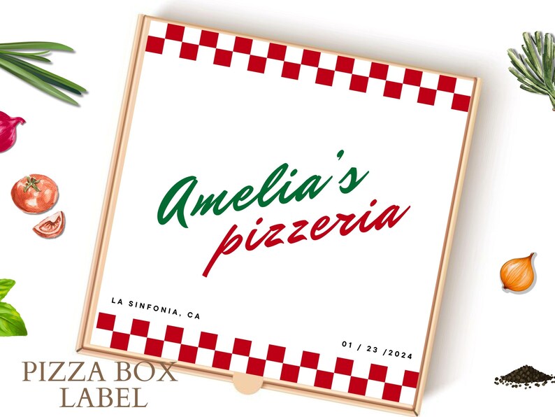 Italian Pizza Box Labels - Pizza Theme - Simple Pizza Box - Pizza Party ...