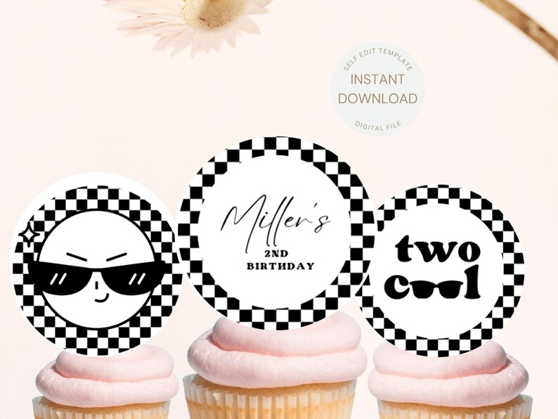 Two Cool Birthday Bundle, Boy Second Birthday Party Bundle, Aesthetic ...