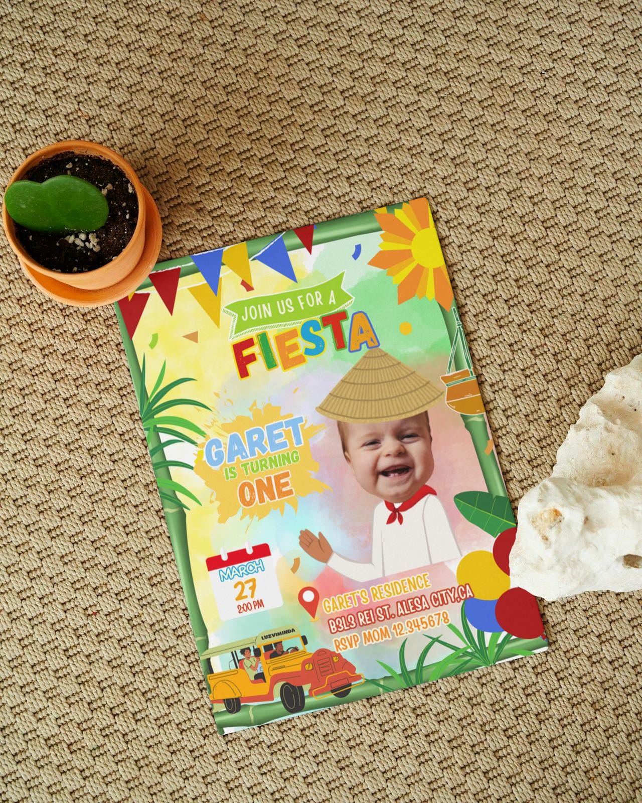 Personalized Filipino Party Fiesta Theme Birthday Invitation, Filipino ...