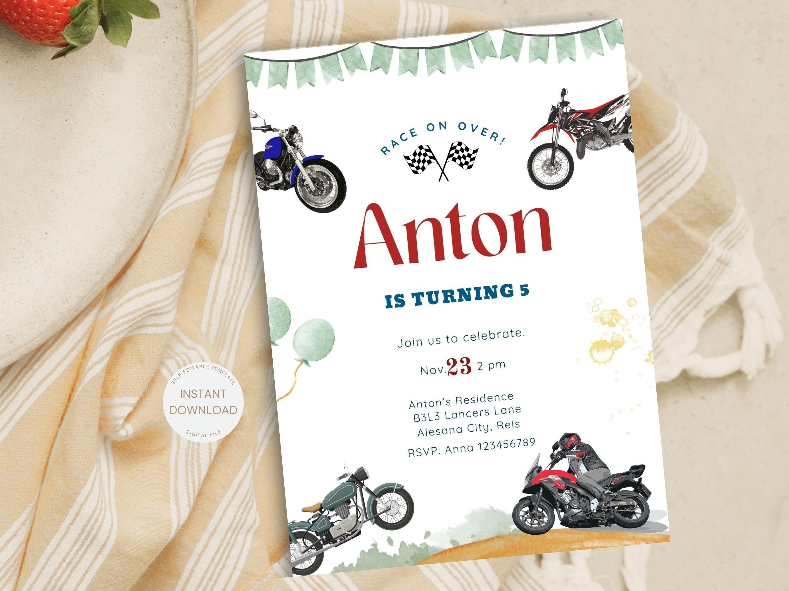 Editable Dirt Bike Birthday Invitation, Motocross Racing Template, Dirt ...