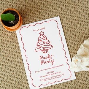 Hand Drawn Pasko Party Filipino Christmas Invitation, Paskong Pinoy ...