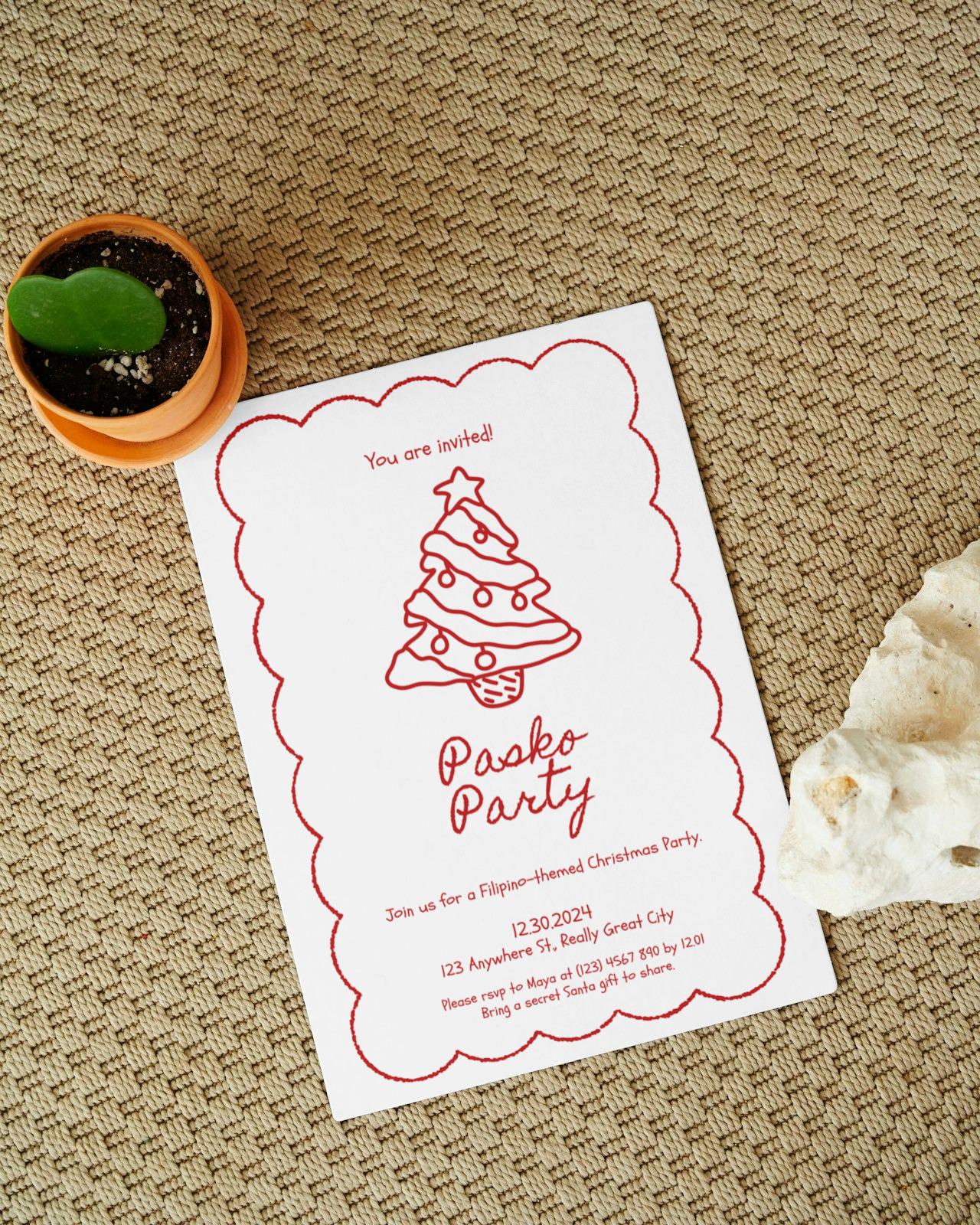 Hand Drawn Pasko Party Filipino Christmas Invitation, Paskong Pinoy ...