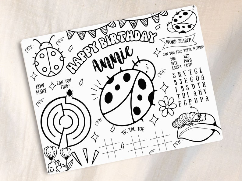 Ladybug Birthday Party Activity Sheet Lady Bug Party Favor Bug Theme ...