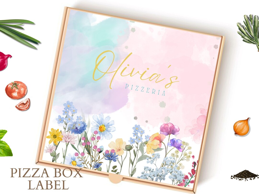 Personalized Wildflower Pizza Box Custom Printable Pizza Party ...