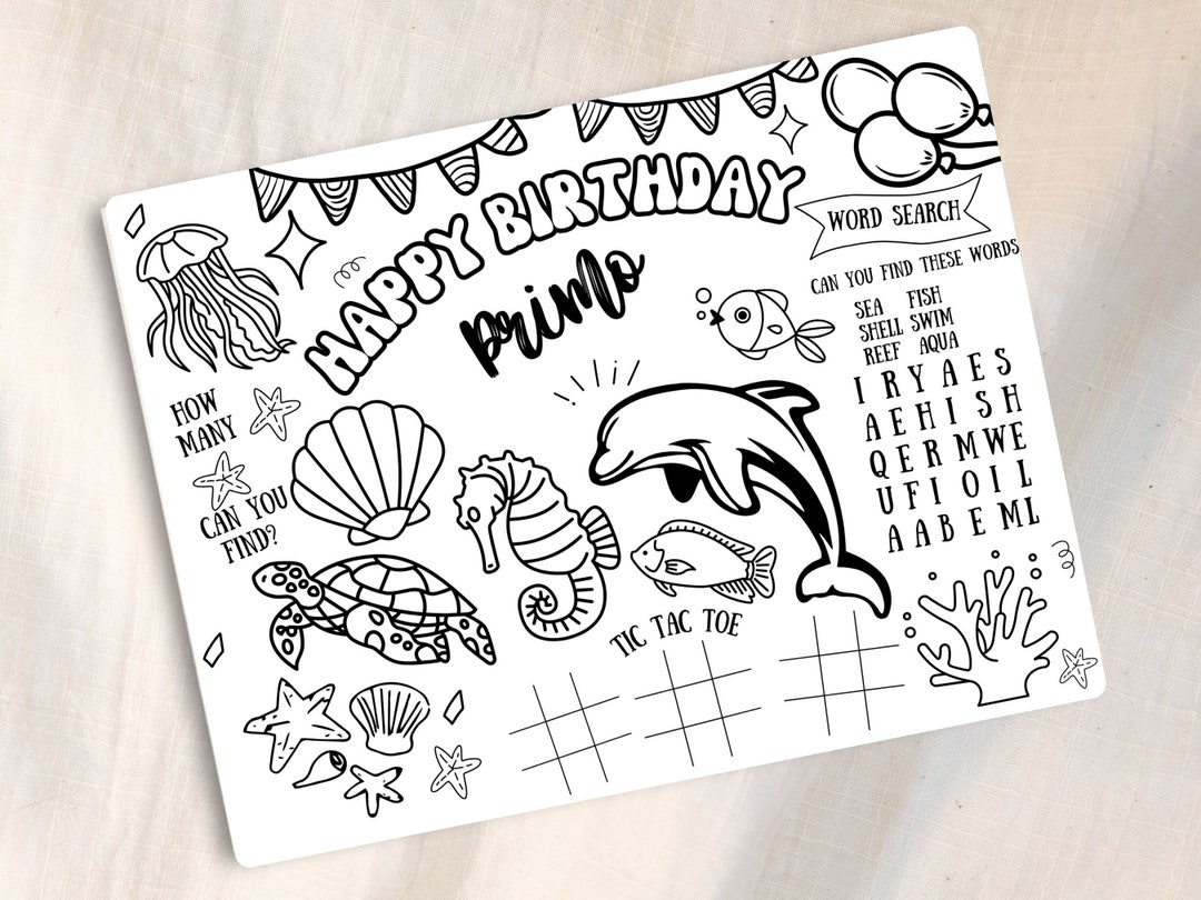 Editable Under the Sea Coloring Page | Placemat Coloring Page | Any Age ...