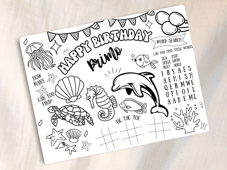 Editable Under the Sea Coloring Page | Placemat Coloring Page | Any Age ...