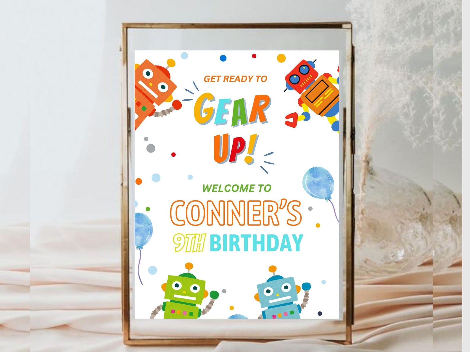 Robot Birthday Welcome Sign Printable, Robot Welcome Birthday Party ...