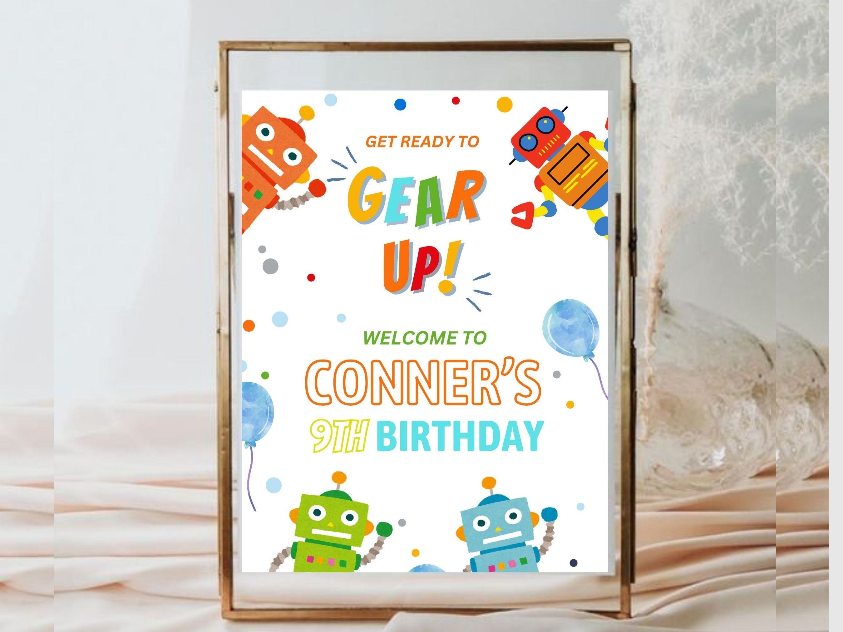 Robot Birthday Welcome Sign Printable, Robot Welcome Birthday Party ...