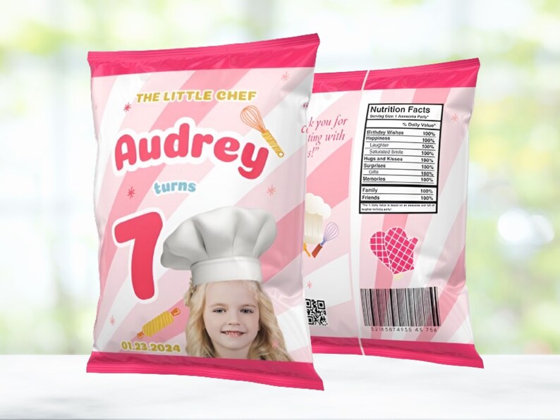 Little Chef Birthday Chip Bag Pink Little Chef Birthday Cute Chip Bag ...