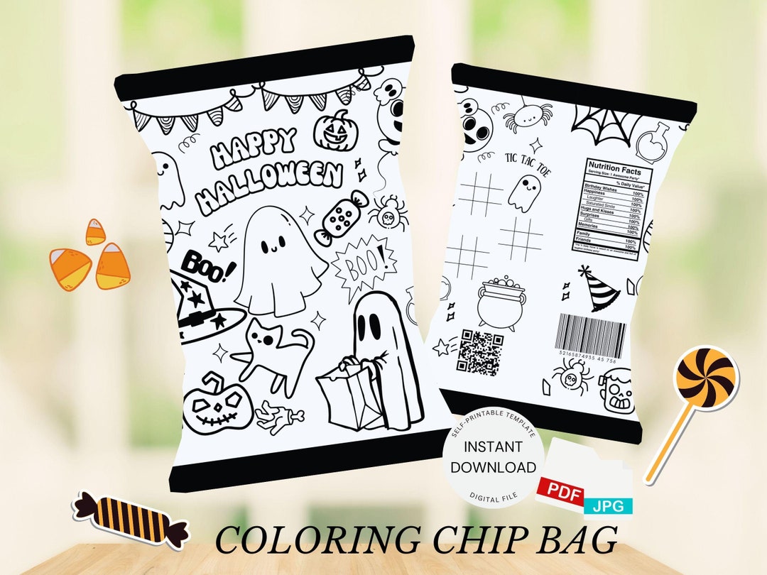 Halloween Coloring Candy Bag Printable - Etsy