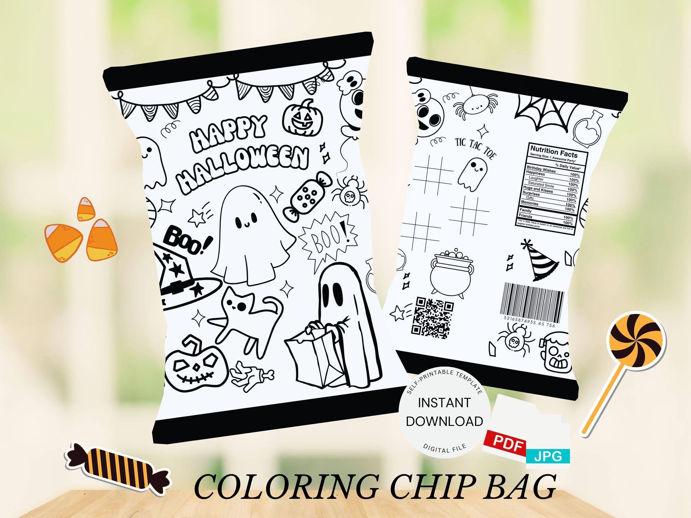 Halloween Coloring Candy Bag Printable - Etsy