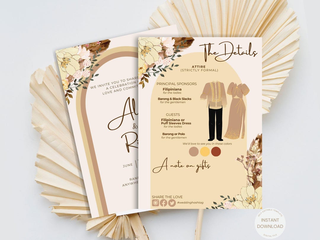 Modern Filipiniana Wedding Invitation Template Filipino Wedding ...