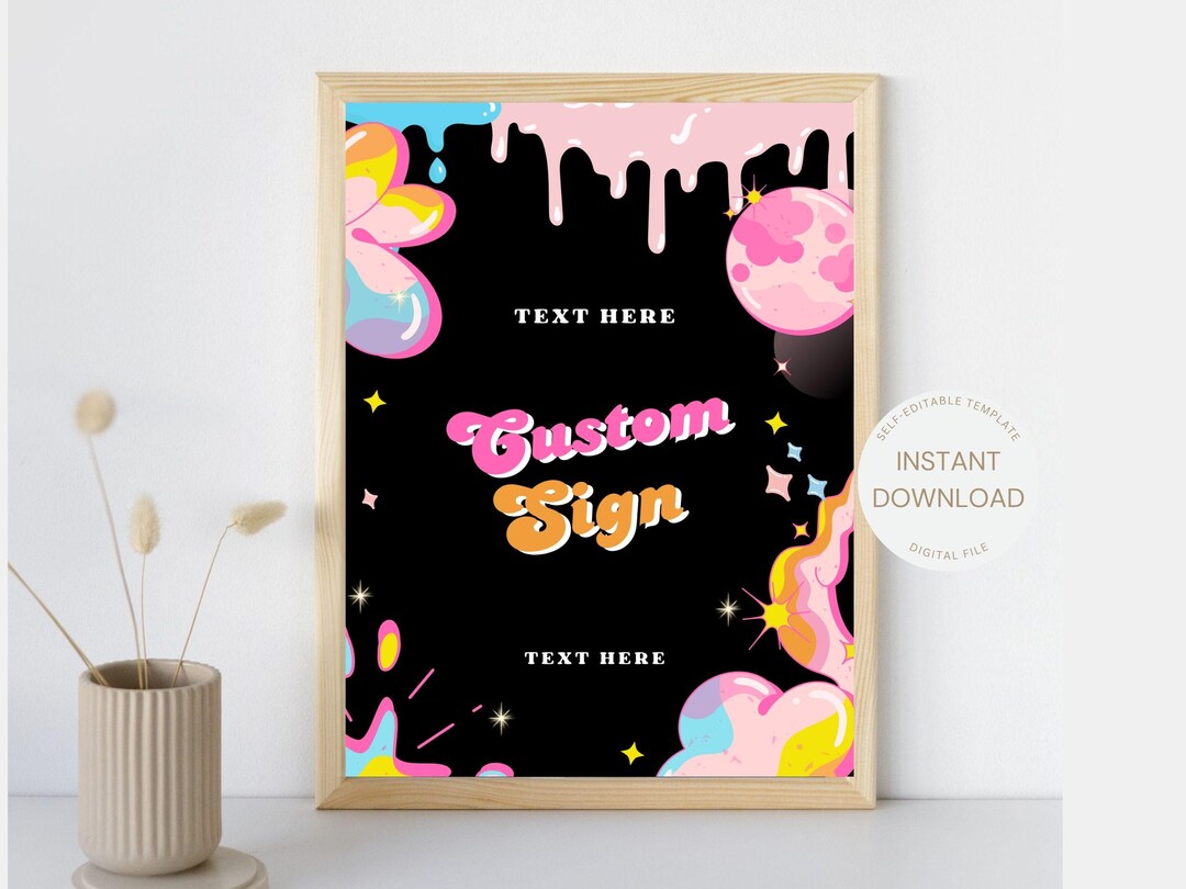 Editable Slime Party Sign, Slime Birthday Decorations, Slime Party ...