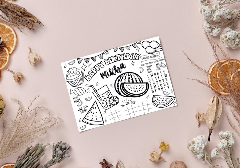 Watermelon Party Coloring Page, One in a Melon First Birthday Activity ...