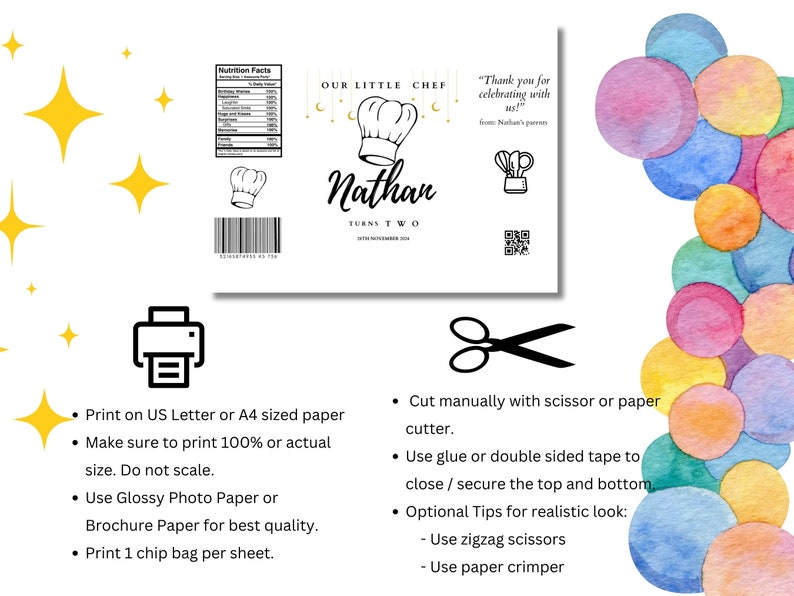 Little Chef Birthday Chip Bag Little Chef Birthday Cute Chip Bag Chef ...