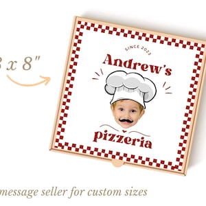 Checkered Pizza Box Custom Face Printable White Red Pizza Mustache ...