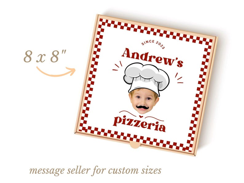 Checkered Pizza Box Custom Face Printable White Red Pizza Mustache ...