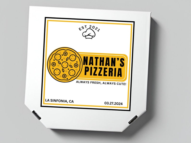 Minimalist Pizza Box Label, Red and Green Pizza Box Label, Custom Pizza ...