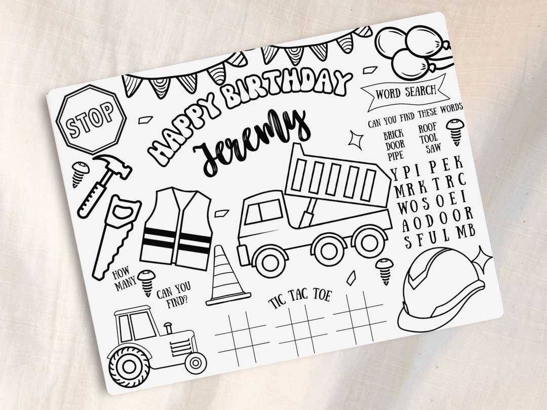 Construction Coloring Page for Kids Construction Birthday Truck ...