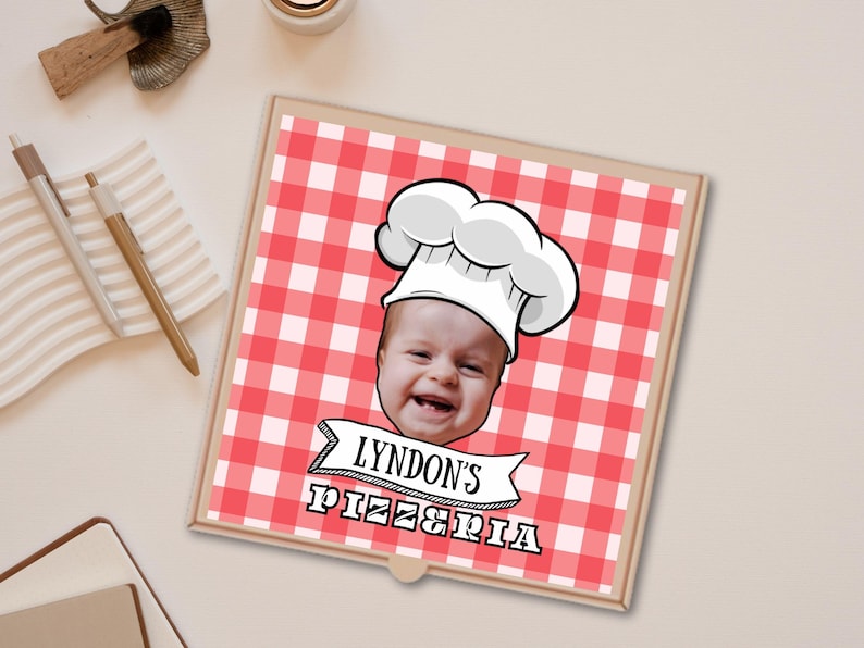 Red Gingham Pizza Box Custom Printable With Photo Pizza Party ...