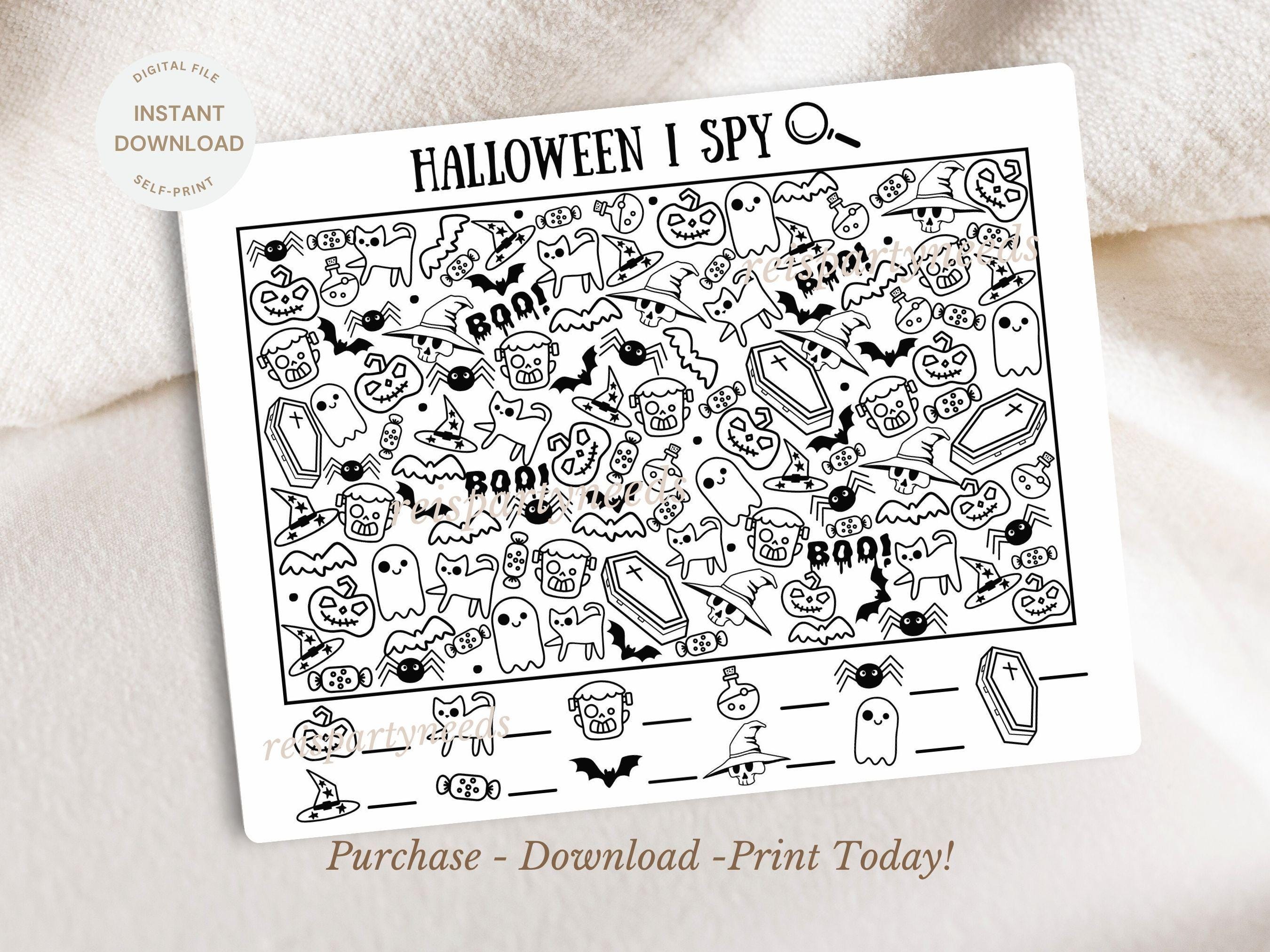 Halloween I Spy Coloring Sheet, Halloween Birthday Party Favors ...