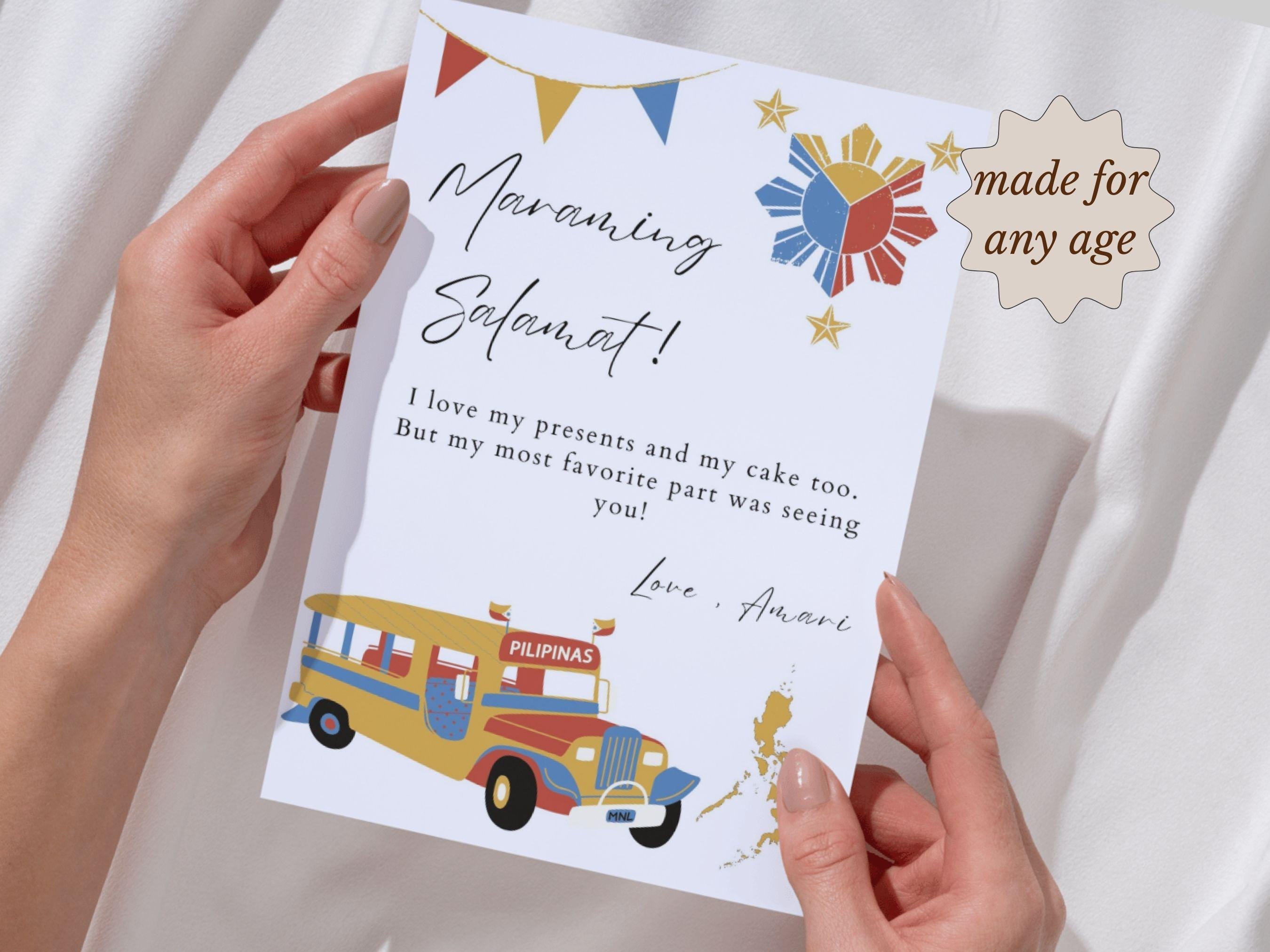 Filipino Party Thank You Card Editable and Printable Philippines ...