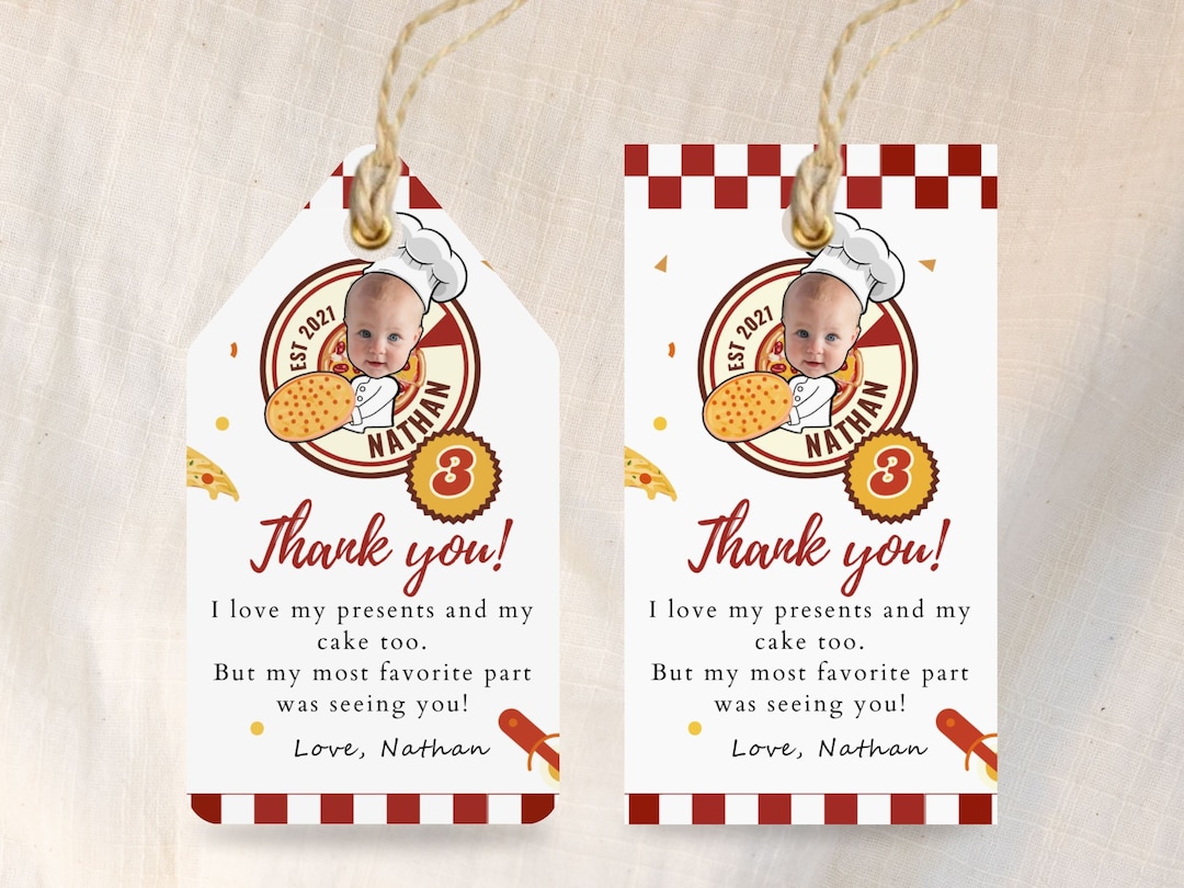Pizza Party Thank You Tag Editable Template Pizza Party Birthday Thank ...
