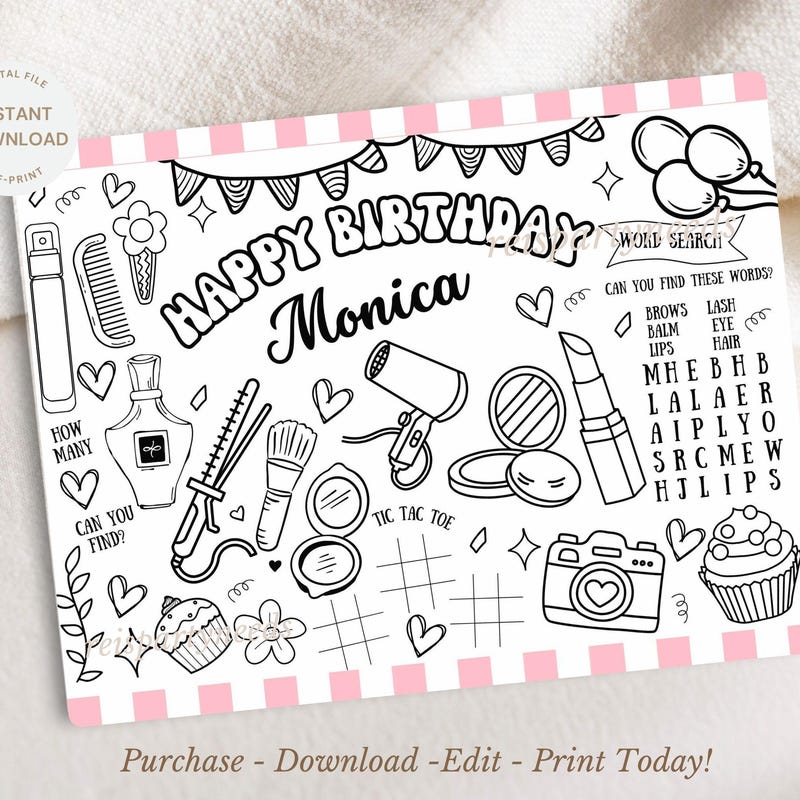 Makeup Paper Placemat - Etsy