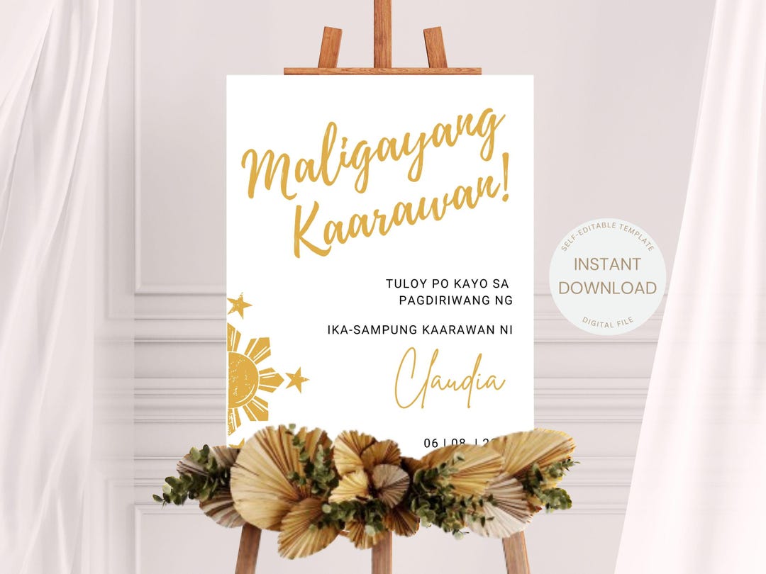 Editable Filipino Party Fiesta Theme Welcome Sign, Minimal Filipino ...