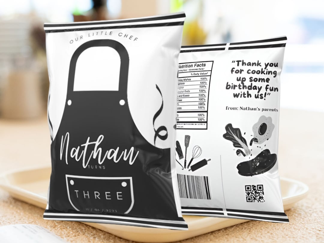 Little Chef Birthday Chip Bag Little Chef Birthday Cute Chip Bag Chef ...