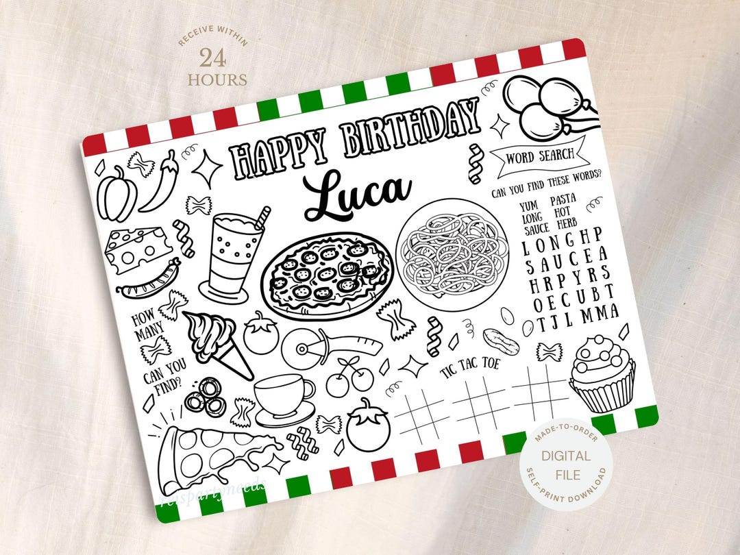 Custom Name Italian Birthday Coloring Sheet | Holy Cannoli Activity ...