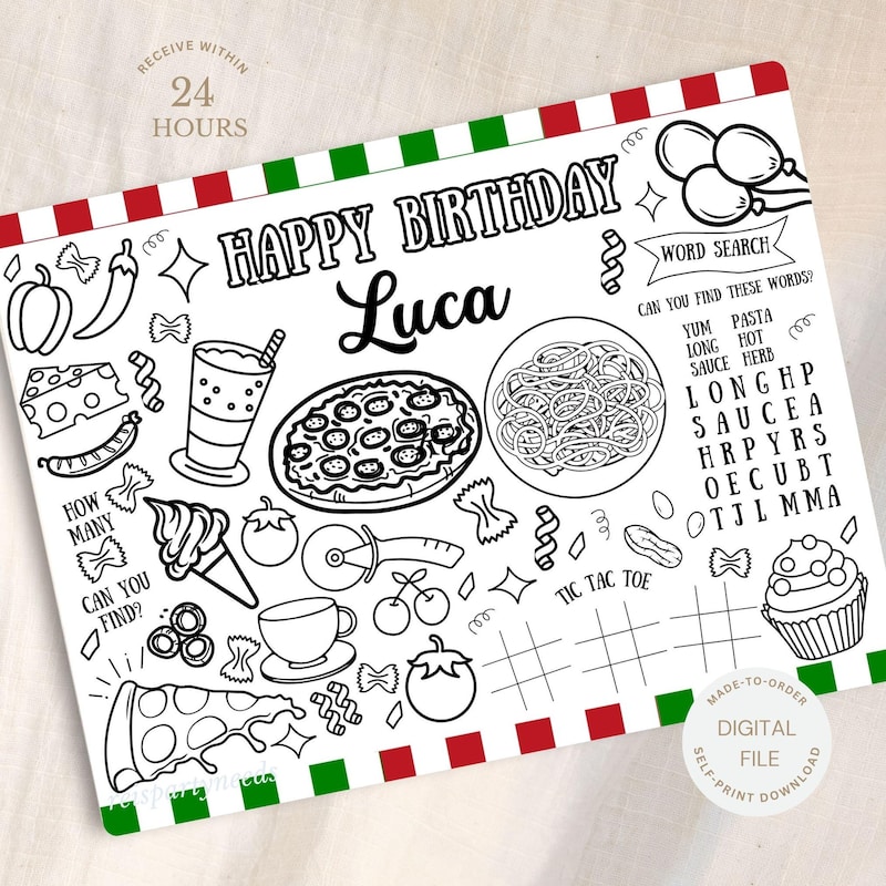 Italian Theme Coloring Sheet - Etsy