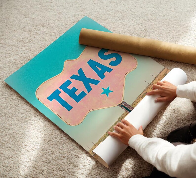 Vintage Texas Sign Wall Art – Rustic Western Print, Retro Cowboy Decor ...