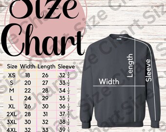 Size Chart Gildan 18000 Mockup Gildan Crewneck Sweatshirt Size Chart ...